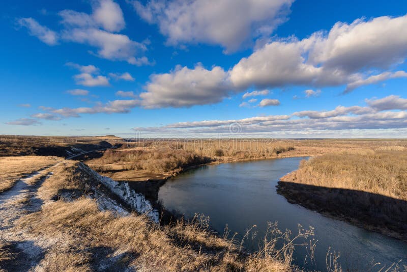 Panorama of Nature in Early Spring. River in the Sun Stock Image ...