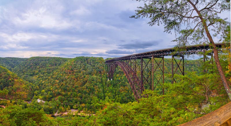 Panorama of the New River Gorge Bridge As Viewed from Overlook Stock ...