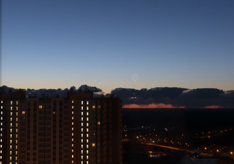 Panorama of a Night City from a Window, a Beautiful Sky Stock Photo ...