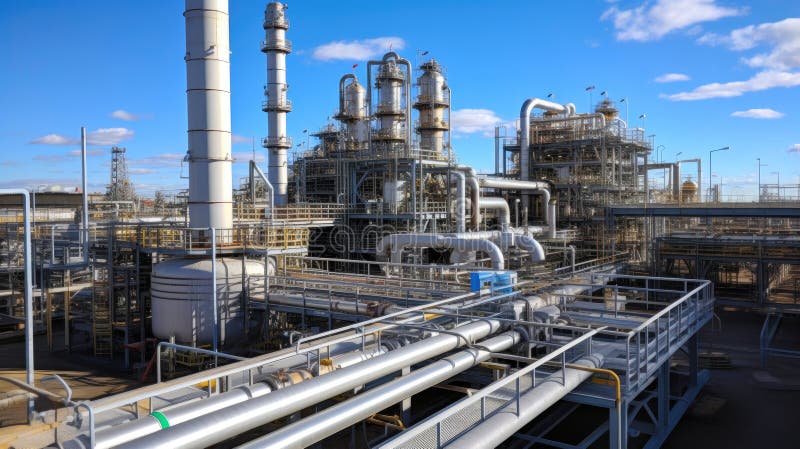 Panorama of Oil and Gas Installation. Stock Illustration - Illustration ...