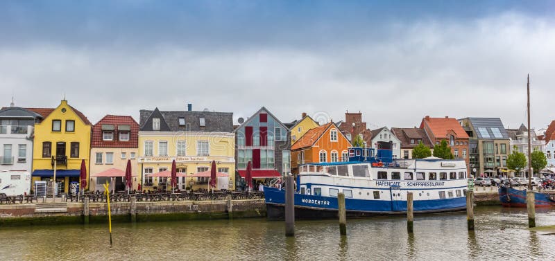 Panorama of the Old Harbor in Husum Editorial Stock Image - Image of ...