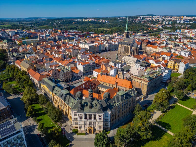Panorama of the Old Town of Pilsen, Czech Republic Stock Photo - Image ...