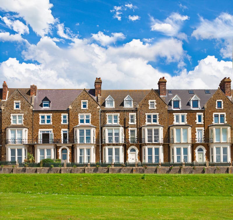 Panorama of the Old Victorian Style House with Green Lawn Stock Image ...