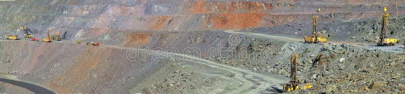 Open-cast mine of iron ore stock photo. Image of drilling - 35438794