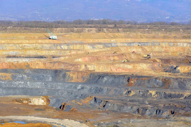 Large Open Pit Mine for Ore Mining and Exploitation Stock Image - Image ...
