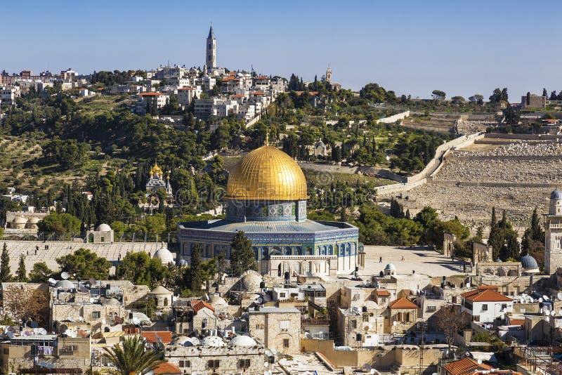 Panorama Overlooking The Old City Of Jerusalem, Israel, Stock Image ...