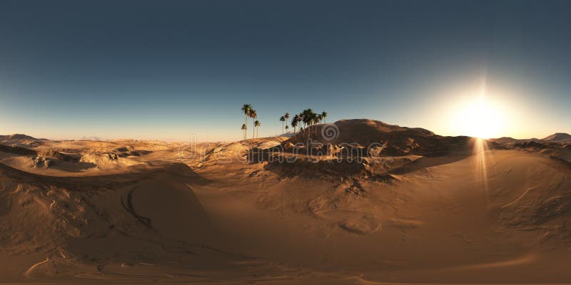 Panorama of Palms in Desert at Sunset. Stock Illustration ...