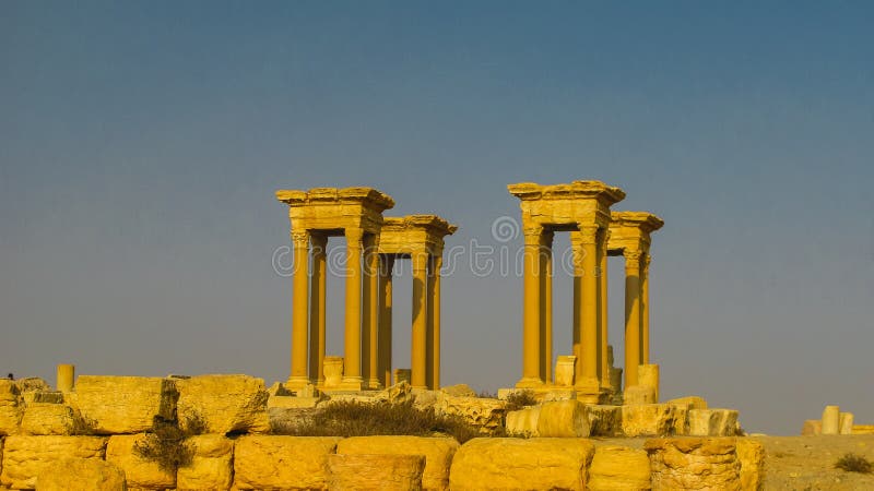 Panorama of Palmyra Columns,Tetrapylon and Ancient City, Destroyed ISIS ...