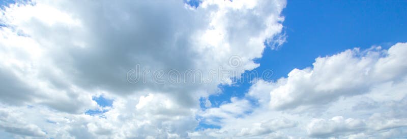 Panorama or Panoramic Photo of Blue Sky and White Clouds or Cloudscape ...