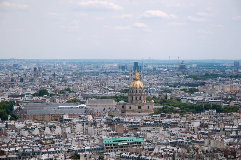 Panorama of Paris, View on Les Invalides . Stock Photo - Image of ...