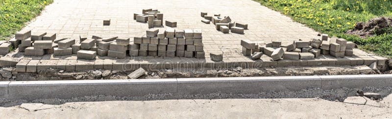 Panorama with Paving Bricks Stacked on Top of One Another Stock Image ...