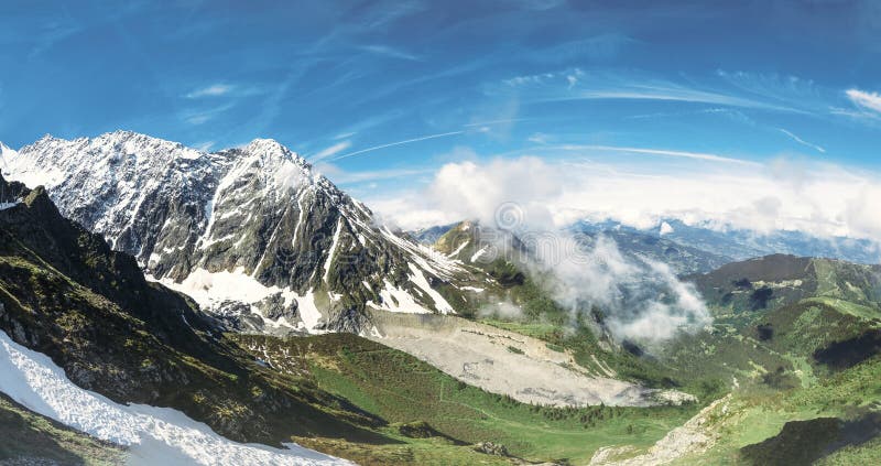 Panorama peaks of the Alps stock image. Image of mount - 179000551