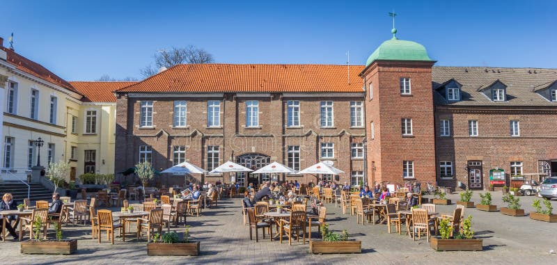Panorama of People Enjoying the Sun at the Castle in Westerholt ...