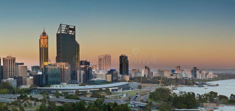Perth at sunset stock photo. Image of australia, river - 30235538