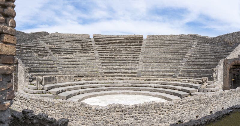 Panorama Photo of an Empty Amphitheater in Pompeii, Italy Stock Photo ...