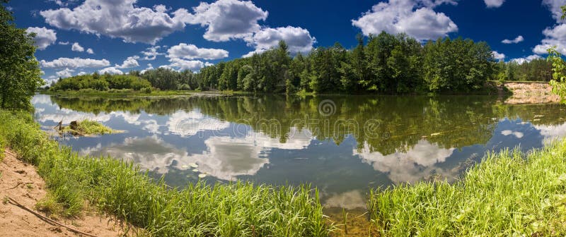 Panorama Photo of High-resolution Large Size, River and Forest, Summer ...