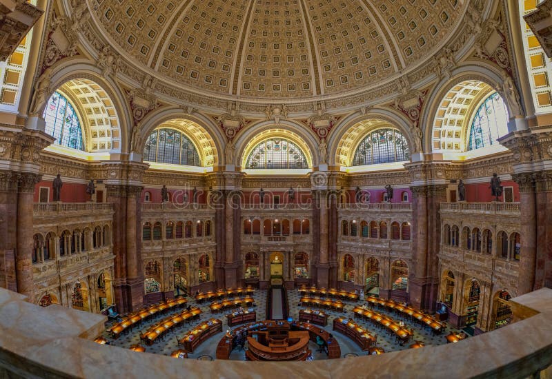 Stained Glass Dome, Library Stock Image - Image of fresco, stairway ...