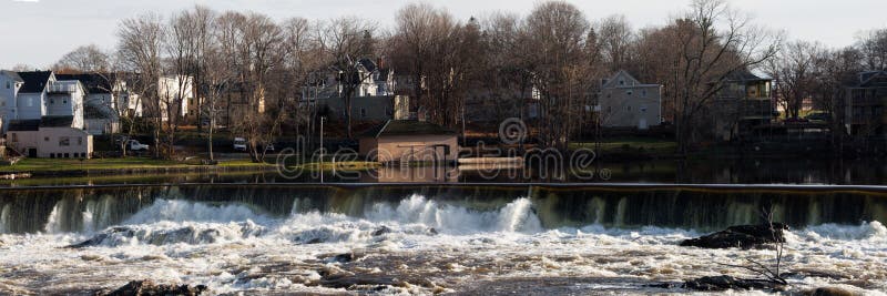 Panorama Picture of Waterfall in Lowell Stock Image - Image of river ...