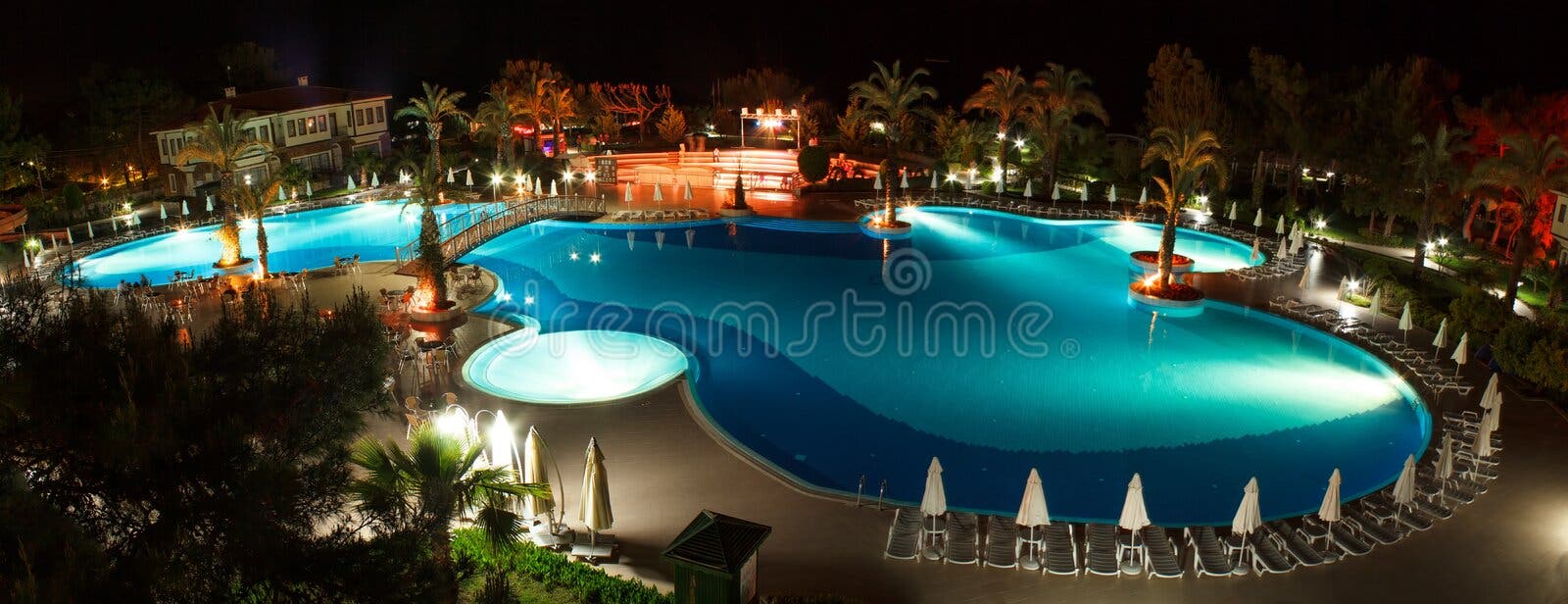 Hotel pool at night stock photo. Image of outdoor, moon - 10984940