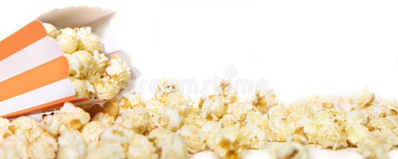 Panorama, Popcorn Box in Front of White, Copyspace Stock Image - Image ...