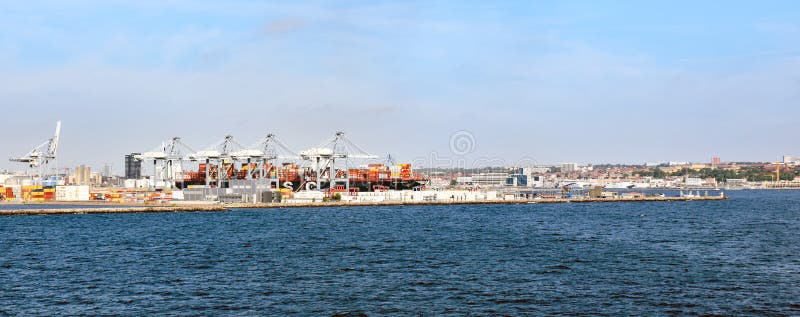 Panorama of the Port of Aarhus in Denmark Editorial Stock Image - Image ...