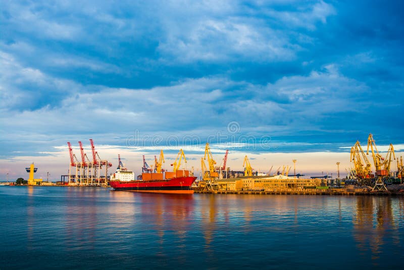 Panorama of the Port of Odessa Stock Image - Image of cargo, harbor ...