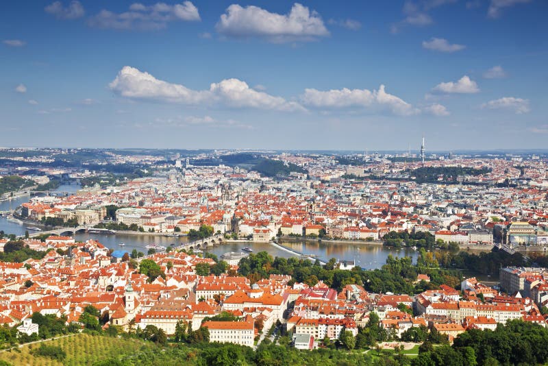 Panorama of Prague. Top View Stock Photo - Image of blue, panorama ...