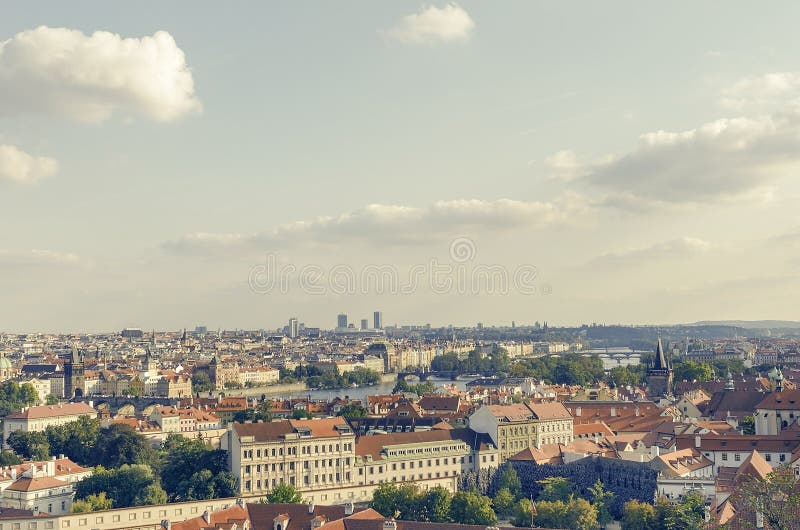 Panorama of Prague. View from Above Stock Image - Image of republic ...