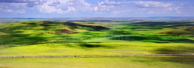 Panorama Prairie and Mountains Landsacpe Stock Image - Image of scenery ...
