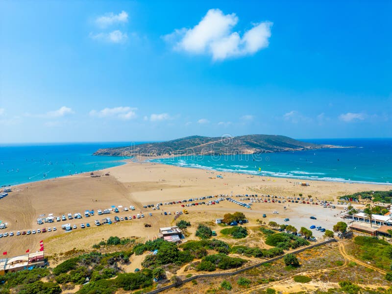 Panorama of Prasonisi Beach at Greek Island Rhodes Stock Image - Image ...