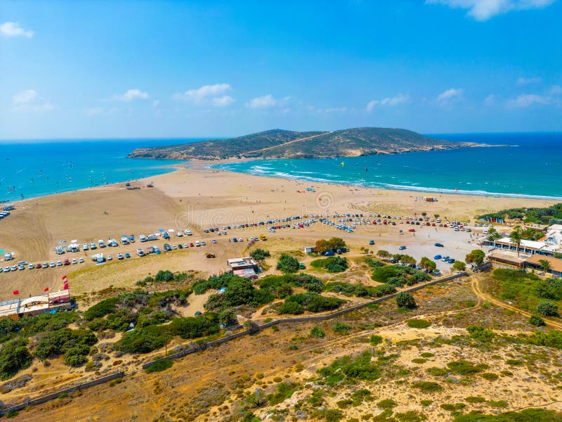 Panorama of Prasonisi Beach at Greek Island Rhodes Stock Photo - Image ...