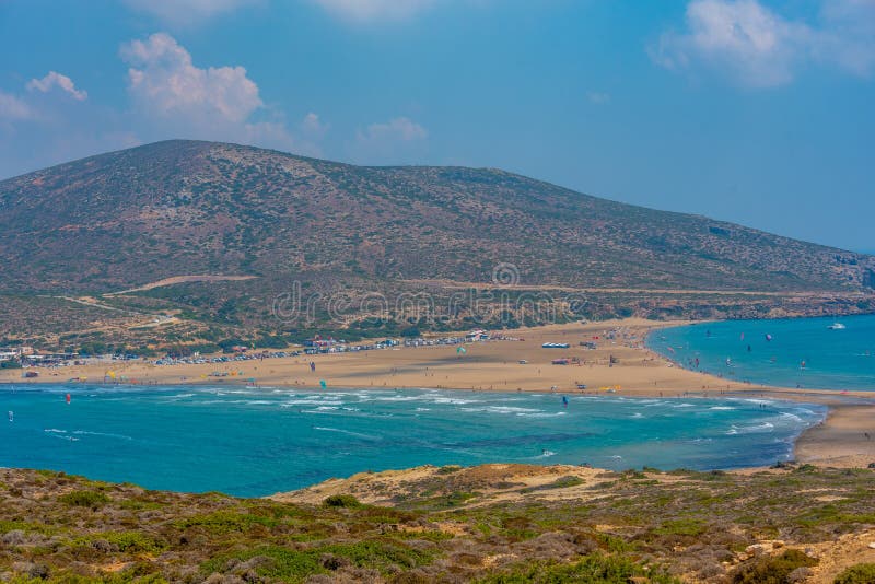Panorama of Prasonisi Beach at Greek Island Rhodes Stock Image - Image ...