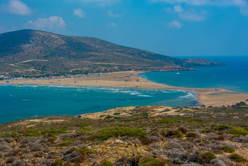 Panorama of Prasonisi Beach at Greek Island Rhodes Stock Photo - Image ...
