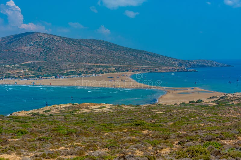 Panorama of Prasonisi Beach at Greek Island Rhodes Stock Photo - Image ...