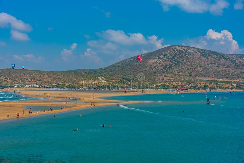 Panorama of Prasonisi Beach at Greek Island Rhodes Stock Image - Image ...