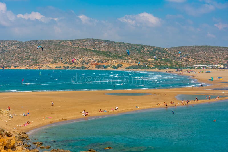 Panorama of Prasonisi Beach at Greek Island Rhodes Editorial Stock ...