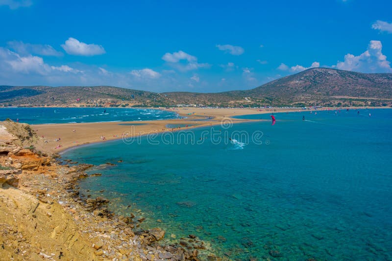 Panorama of Prasonisi Beach at Greek Island Rhodes Stock Photo - Image ...