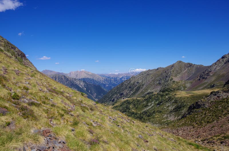 Panorama of the Pyrenees Mountains in Andorra, from Top of Coma Stock ...