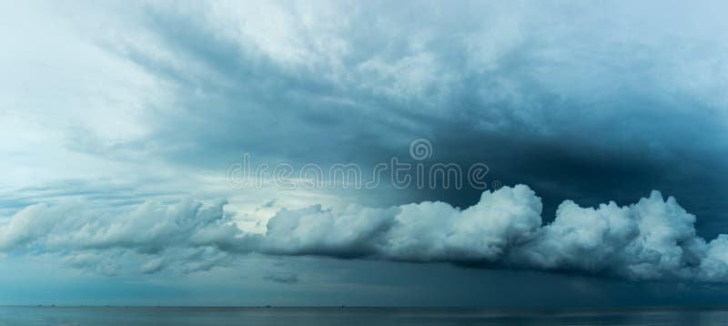 Panorama Rain Clouds Floating Over Sea Stock Photos - Free & Royalty ...