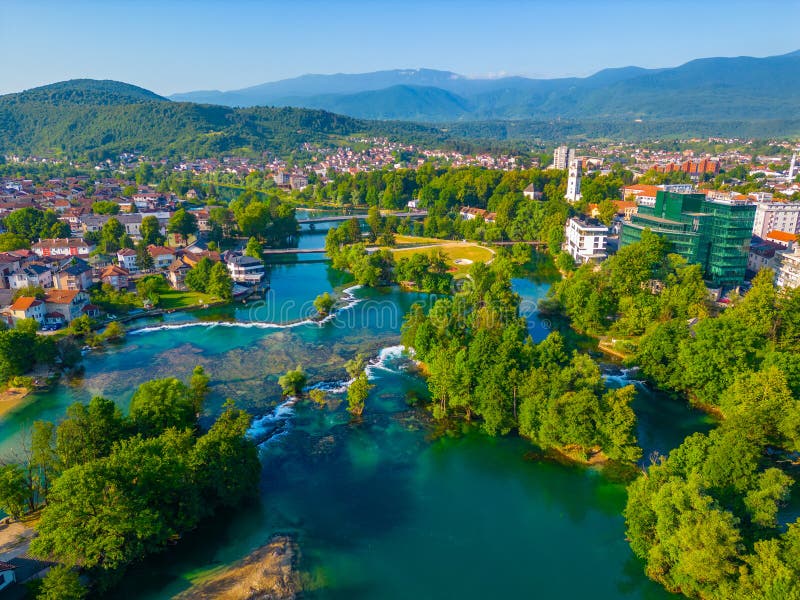 Panorama of Rapids on River Una in Bosnian Town Bihac Stock Photo ...