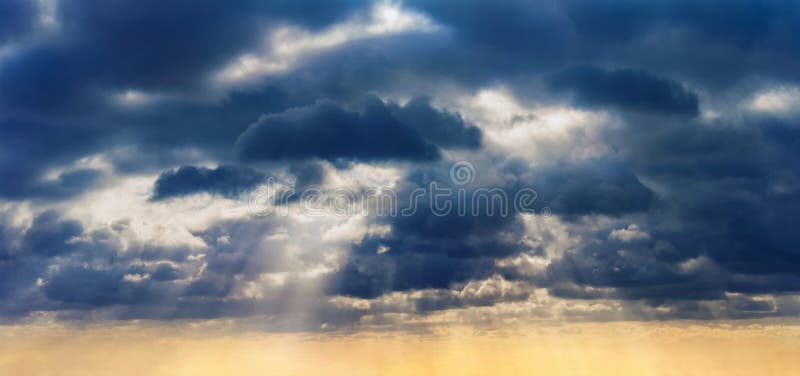 Panorama Rays of the Sun Dramatic Clouds Stock Image - Image of fantasy ...