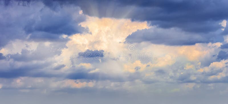 Panorama Rays of the Sun Dramatic Clouds Stock Image - Image of ...