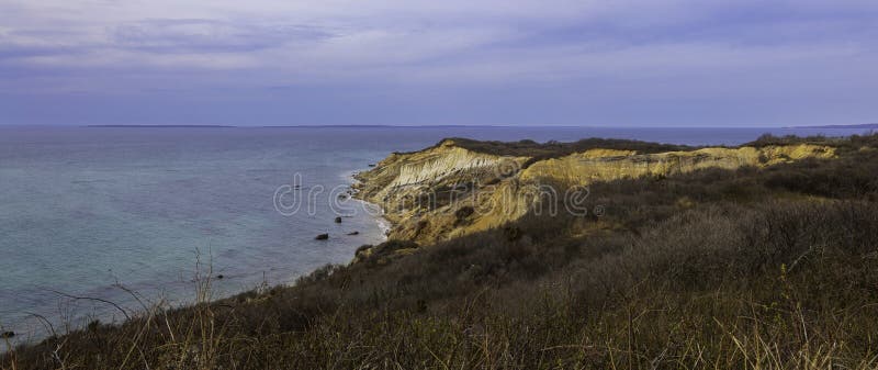 Panorama of Red Clay Cliffs at Aquinnah Stock Photo - Image of ...