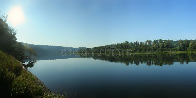Panorama of the River with Calm Water Stock Photo - Image of horizontal ...