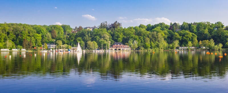 Panorama of the River Ruhr and Lake Bladeney in Essen Stock Image ...