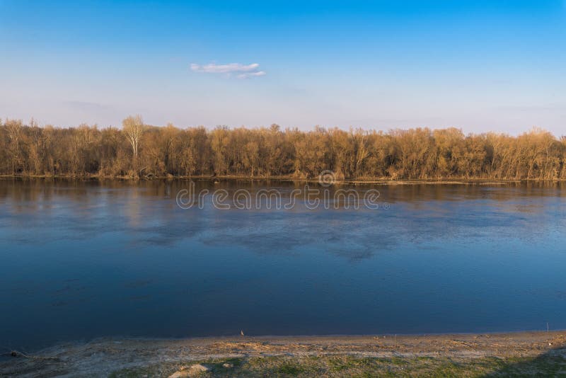 Panorama of the River. Wide Channel, Blue Sky Stock Photo - Image of ...