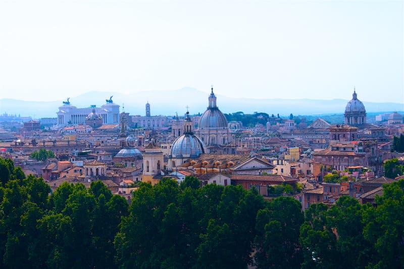 Panorama of Rome stock photo. Image of vittorio, mountains - 96562512