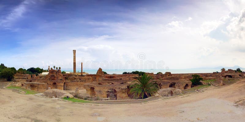 Panorama Ruins of Roman Baths Tunis Carthage Archaeological Stock Image ...
