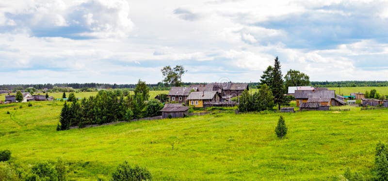 Panorama of Russian Village Stock Photo - Image of rural, agriculture ...
