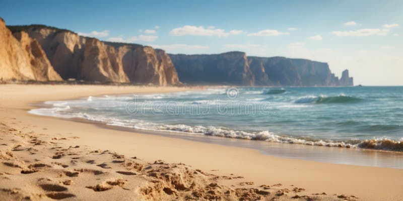 A Panorama of a Sandy Beach Where Waves Approach the Shoreline, and a ...